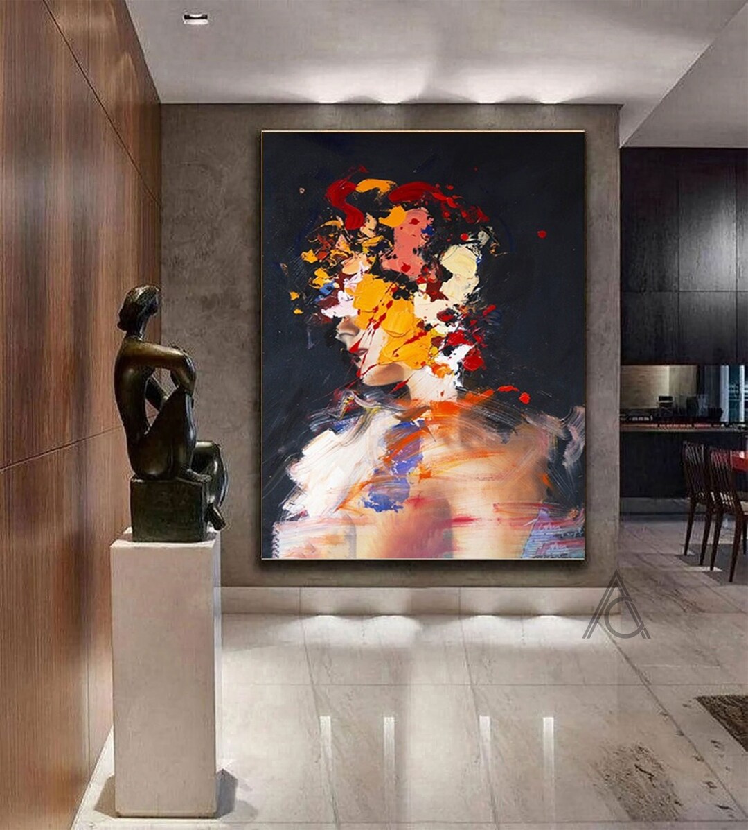 Colorful Woman Face Art Modern Original Woman Face Canvas Art Faceless ...