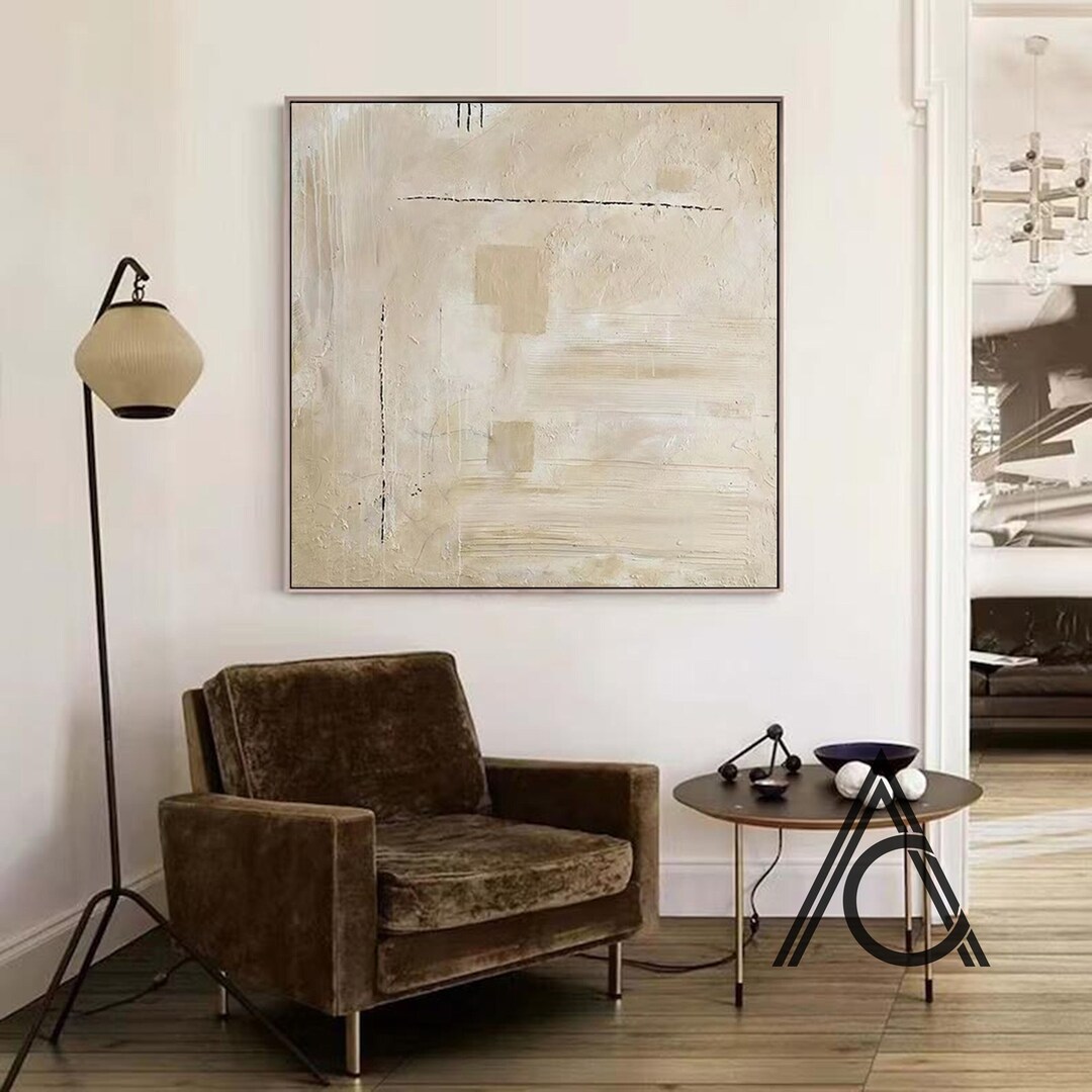 Large Beige Painting Abstract Beige Painting Beige Minimalist - Etsy