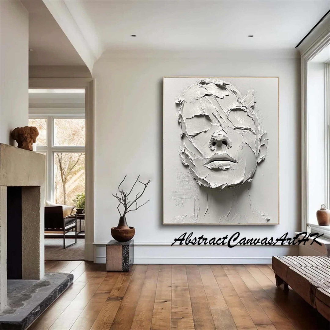 Original Faceless Canvas Art Original White Face Art Woman Face Artwork ...