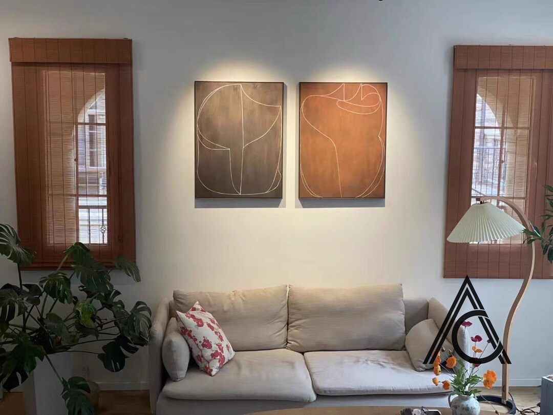 Brown Painting Set of 2 Beige Wabi Sabi Wall Art Neutral Wabisabi Painting Set of 2 Brown Waibi ...