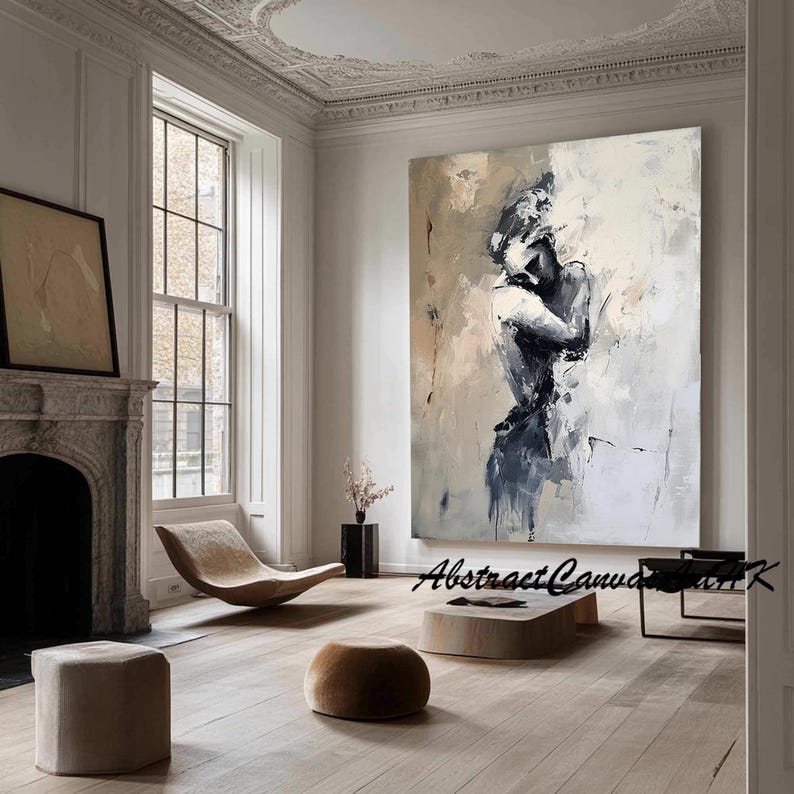 Original Wall Art Woman Face Canvas Art Abstract Lady Framed Woman ...