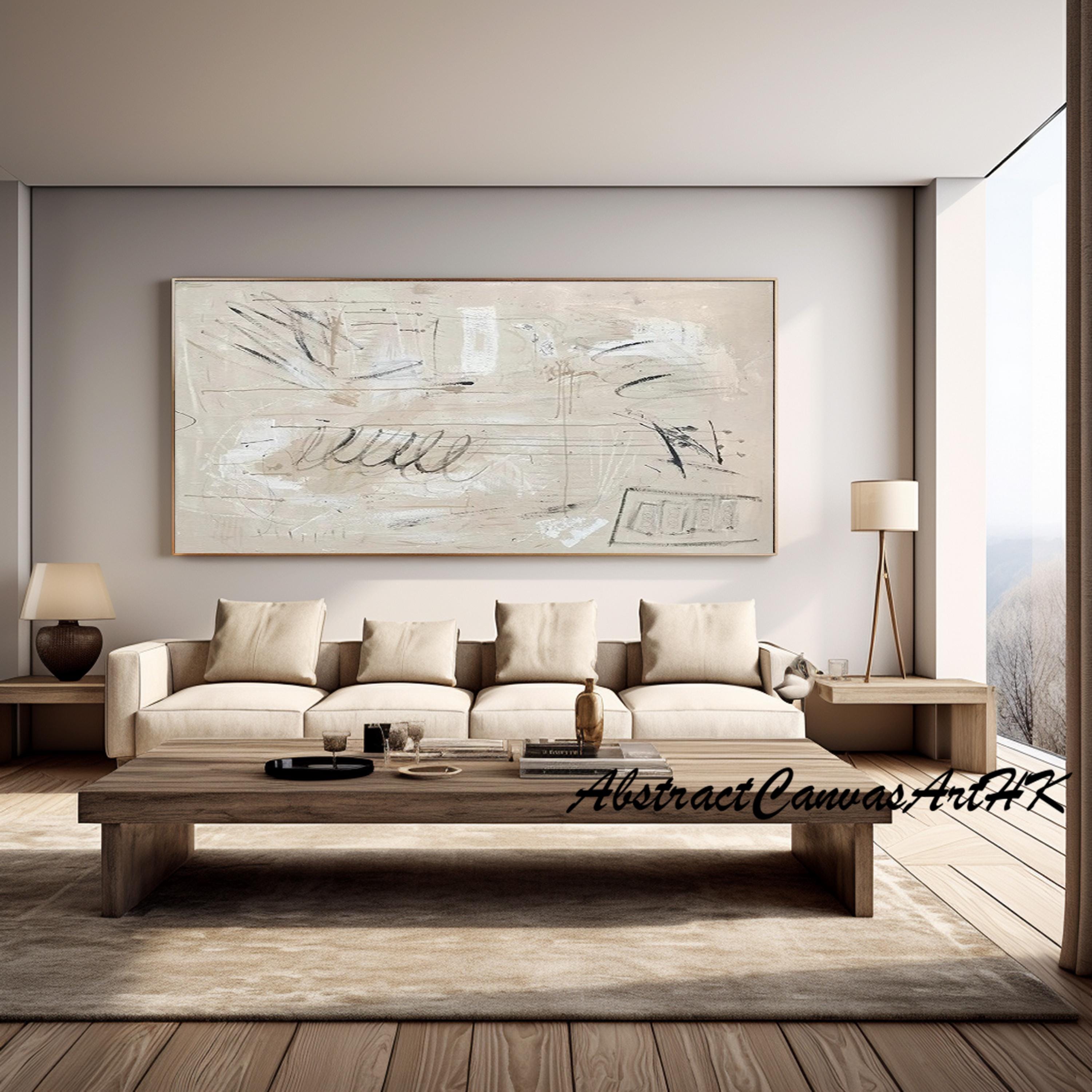Pure Beige Minimalist Painting Beige Wabi Sabi Wall Art Modern ...