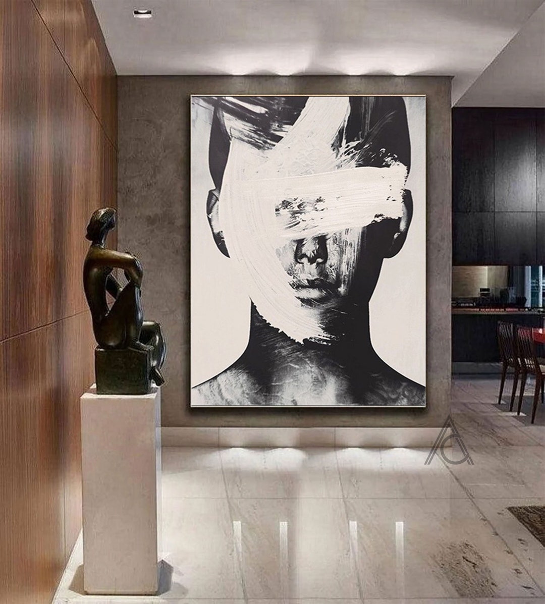 Original Wall Art Man Face Canvas Art Faceless Portrait Painting ...