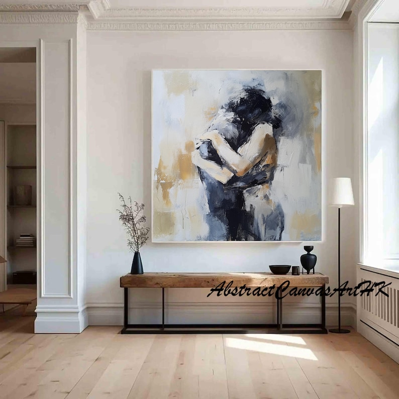 Framed Faceless Woman Portrait, Original Abstract Oil Painting on ...