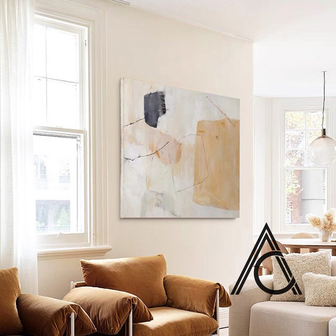 Neutral Beige Abstract Art Large Contemporary Minimalist Abstract ...