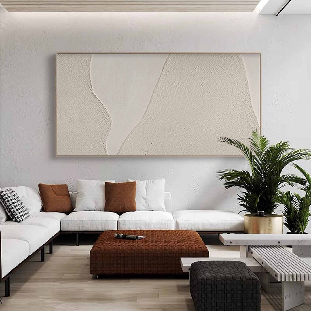 Beige Oil Painting Wall Art Beige Wabi Sabi Wall Art Pure Beige ...