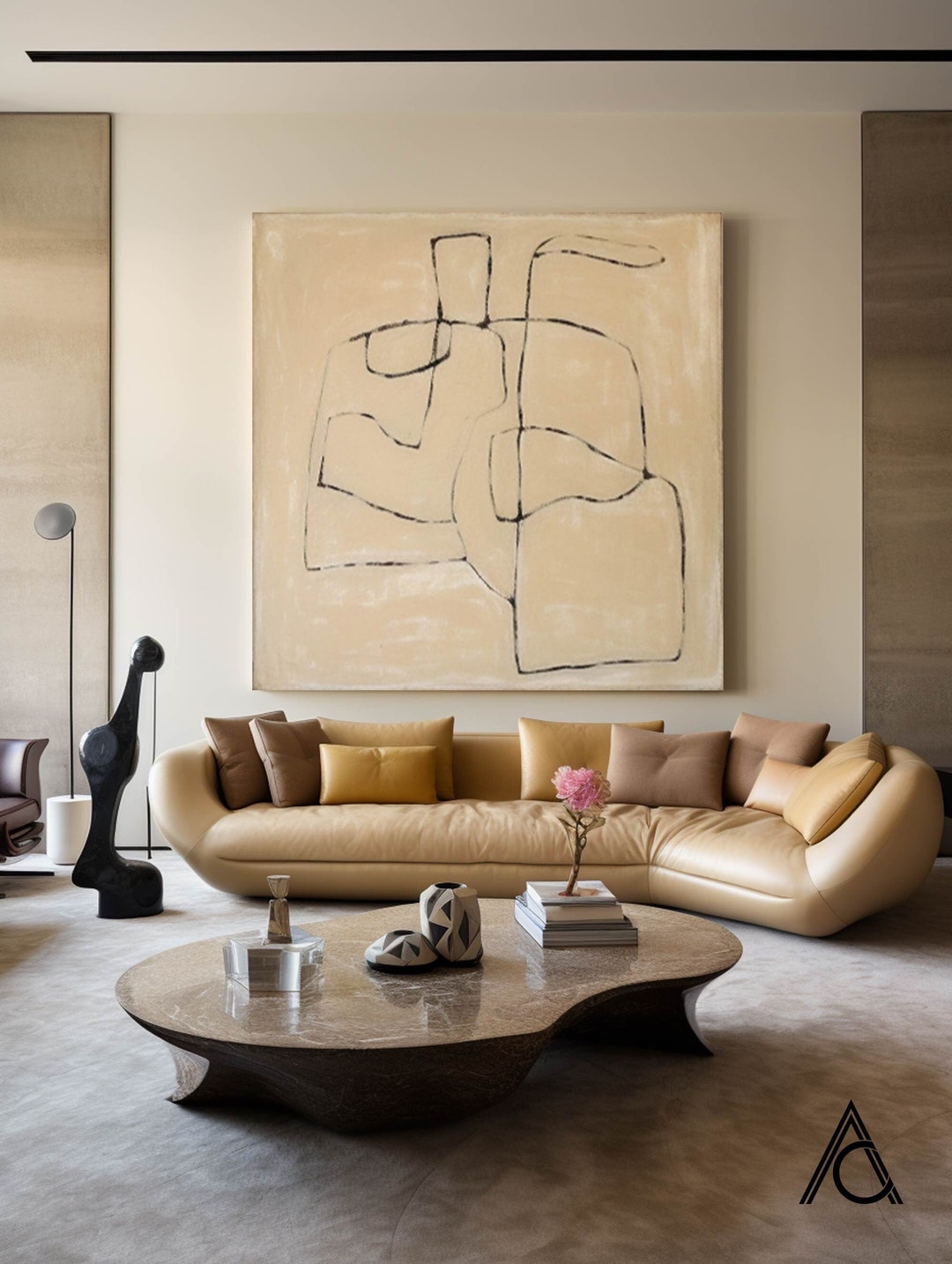 Pure Beige Minimalist Wall Art Beige Oil Painting Wall Art Pure Beige ...