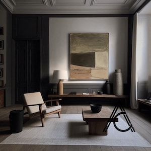 Light Brown Canvas Wall Art Beige Wabi Sabi Painting Light Brown ...