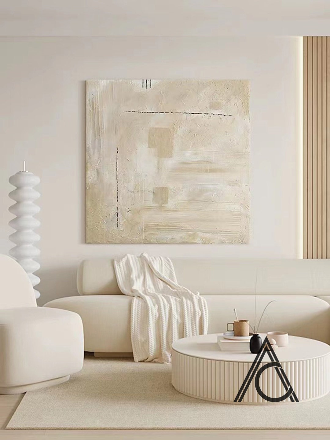 Large Beige Painting Abstract Beige Painting Beige Minimalist Abstract ...