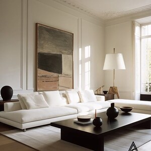 Light Brown Canvas Wall Art Beige Wabi Sabi Painting Light Brown ...