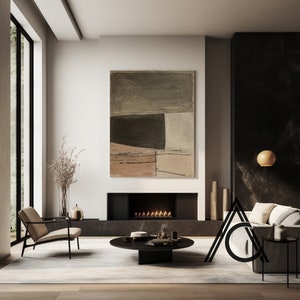 Light Brown Canvas Wall Art Beige Wabi Sabi Painting Light Brown ...