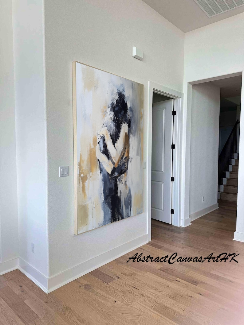 Framed Faceless Woman Portrait, Original Abstract Oil Painting on ...