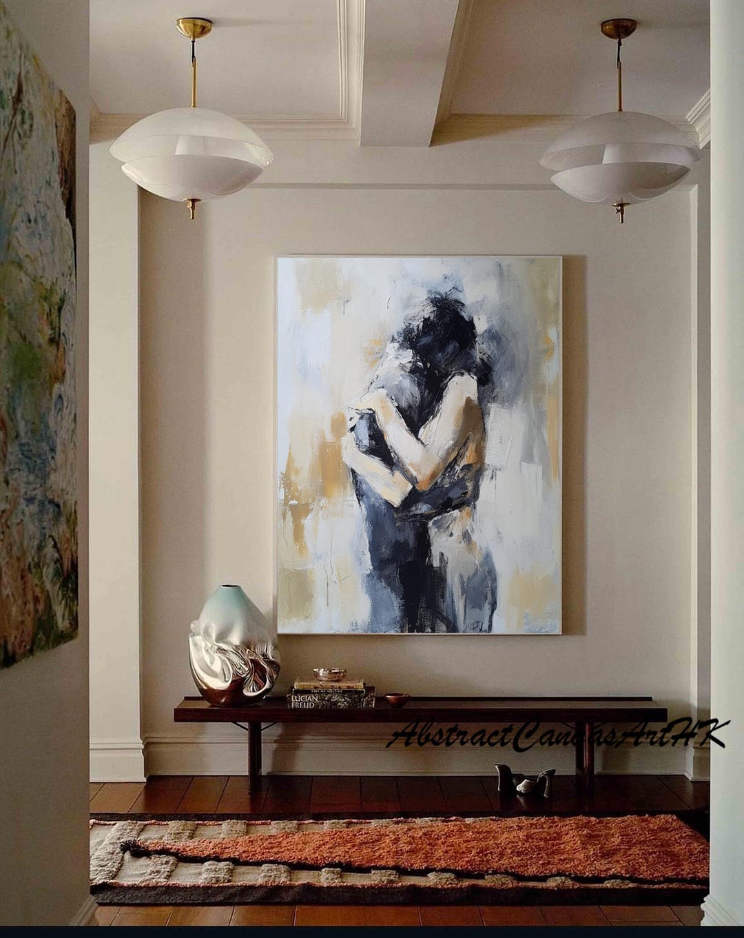 Framed Faceless Woman Portrait, Original Abstract Oil Painting on ...