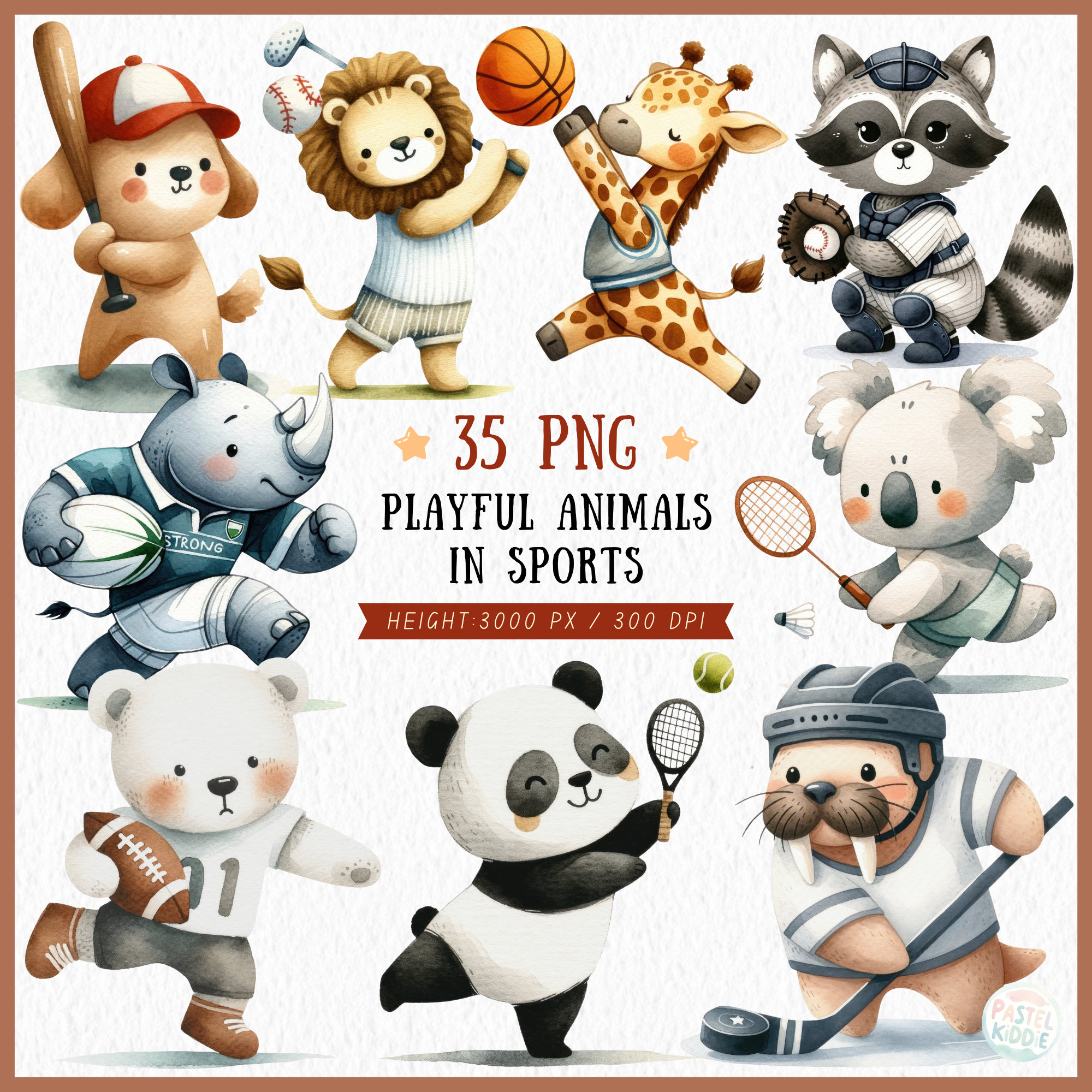 Sport Animal Clipart: Safari Sportsman PNG Stickers (digital Download ...