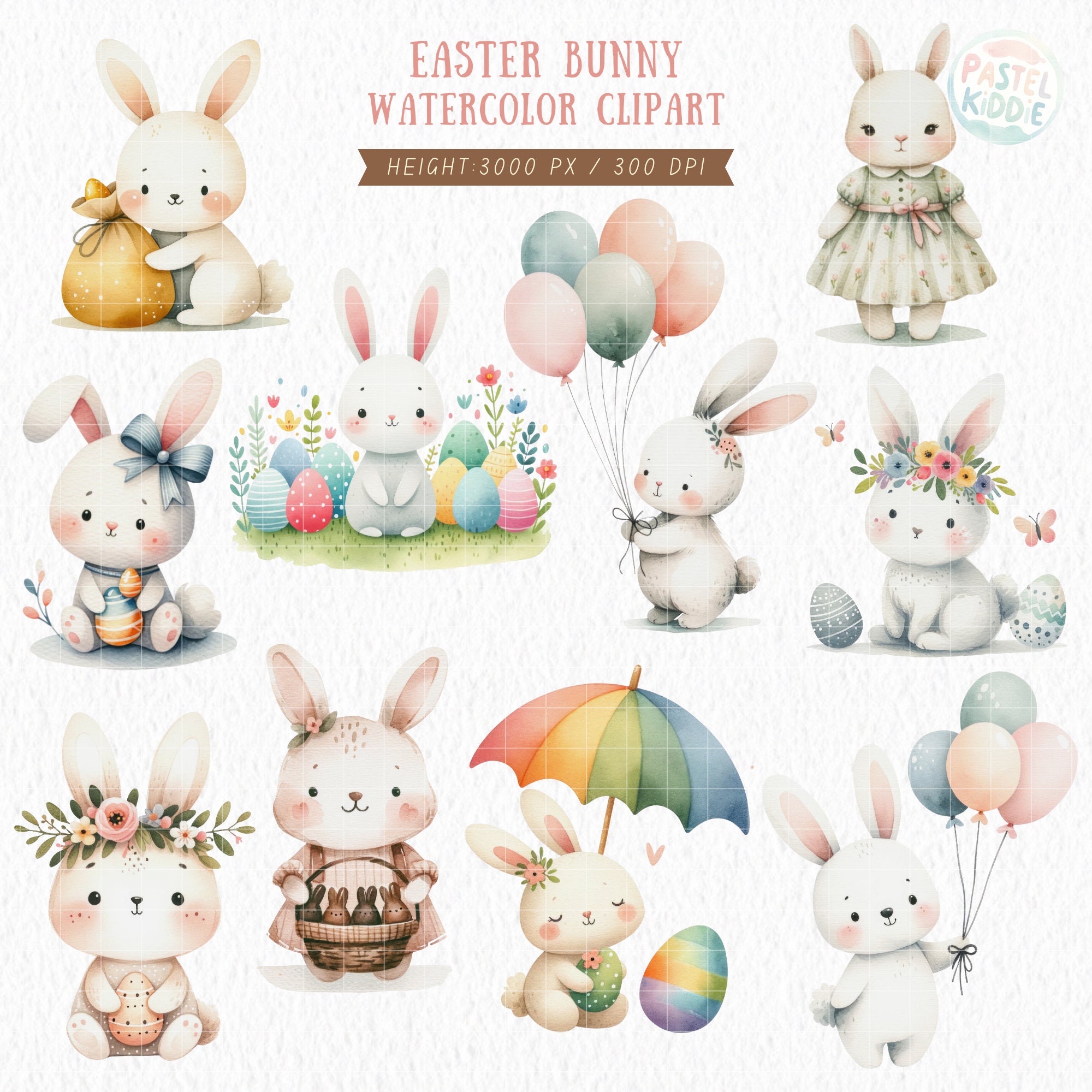 Watercolor Easter Bunny Clipart, Rabbit PNG Images (digital Download - Etsy