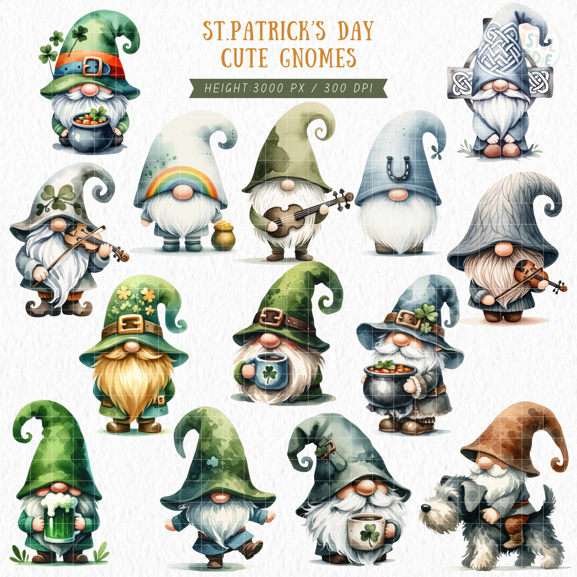 St Patricks Day Gnomes Png, Cute Gnomes Clipart, Happy Patrick Day ...