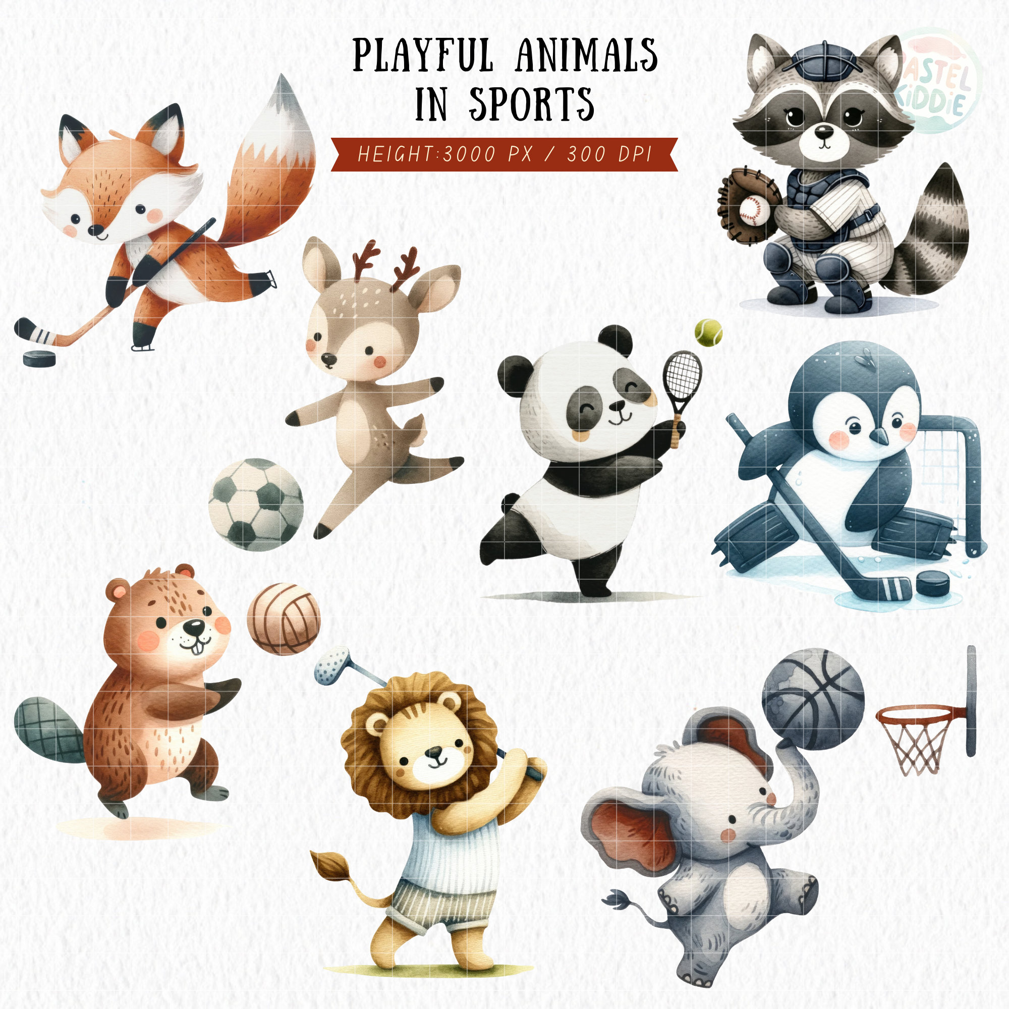 Sport Animal Clipart, Athletic Animal Clipart, Safari Animals PNG ...