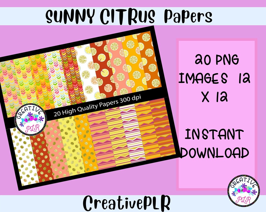 Sunny Citrus Digital Paper Pack |20 High Quality Backgrounds ...