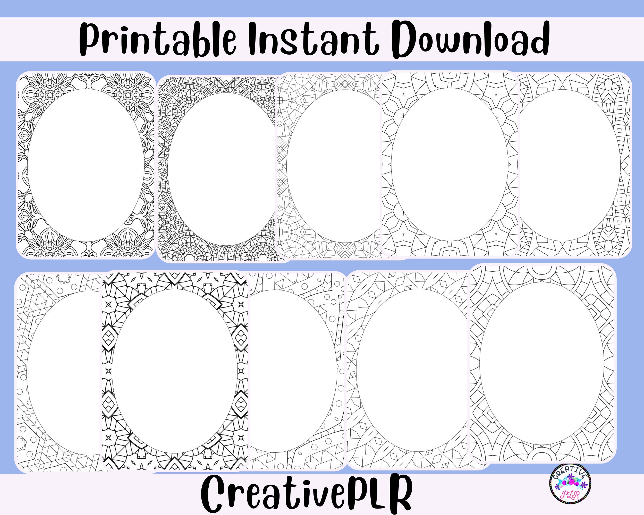 Oval Frame Coloring Pages 10 Printable Coloring Pages Instant Download ...