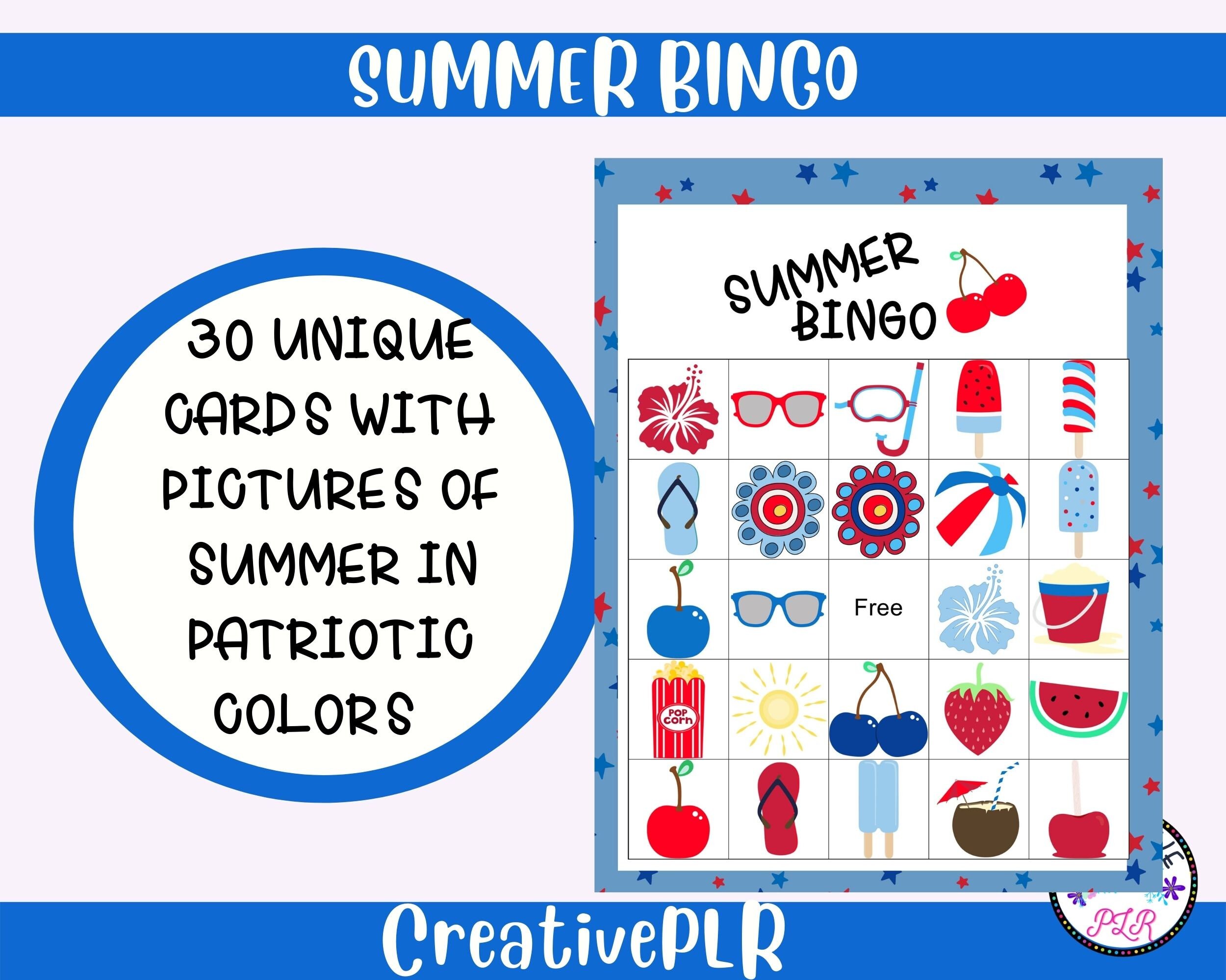 Summer Bingo Cards | 30 Picture Bingo Cards| - Etsy