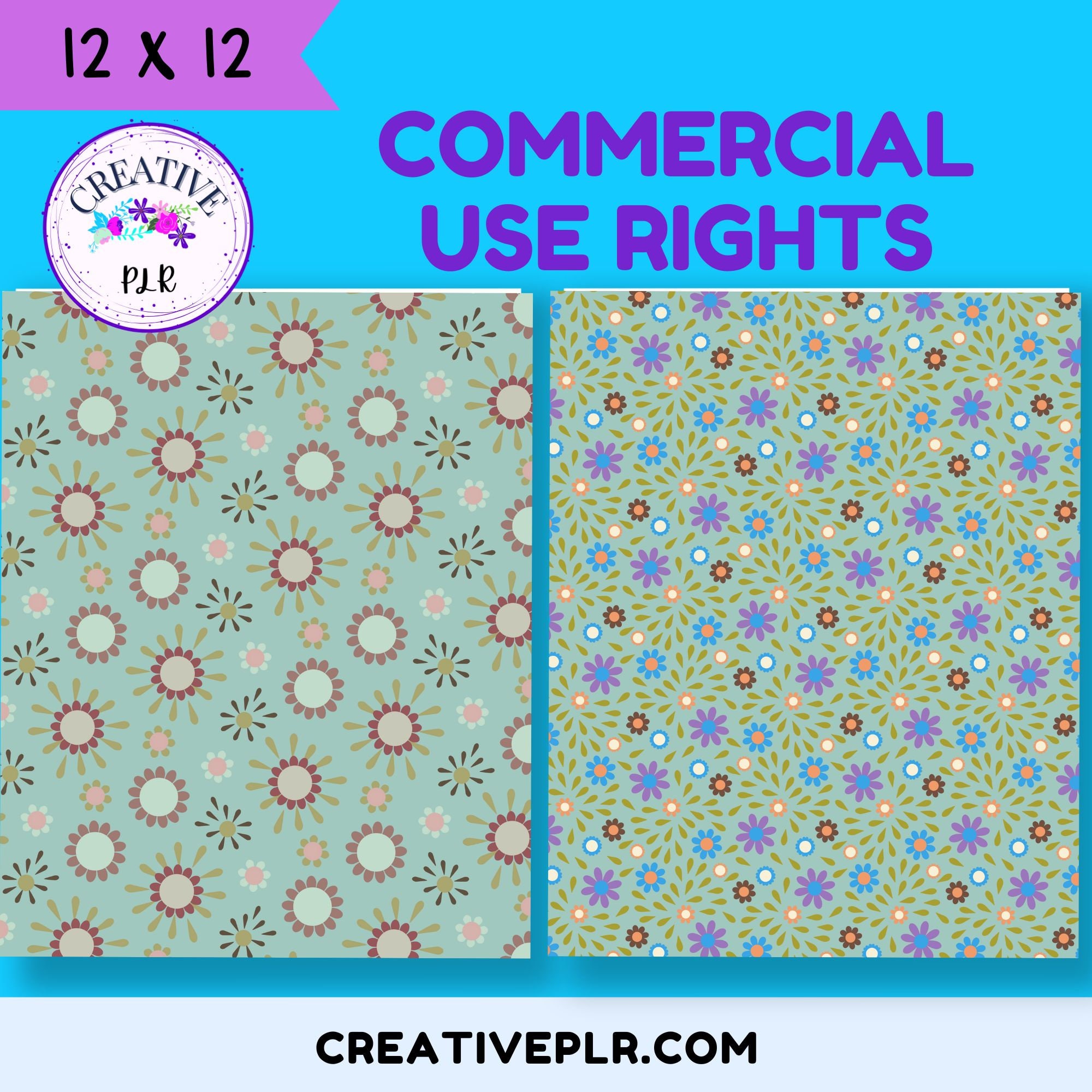 Wild Flowers Digital Papers Pack 20 High Quality Backgrounds Commercial ...