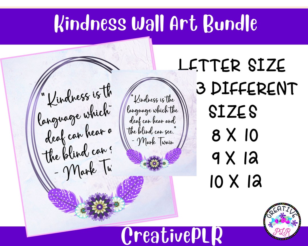 Kindness Quote Printable Wall Art Bundle | Decorative Wall Art ...