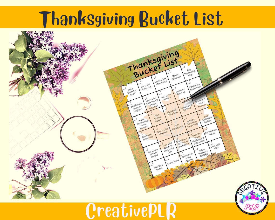 Thanksgiving Bucket List Printable Bucket List Holiday - Etsy