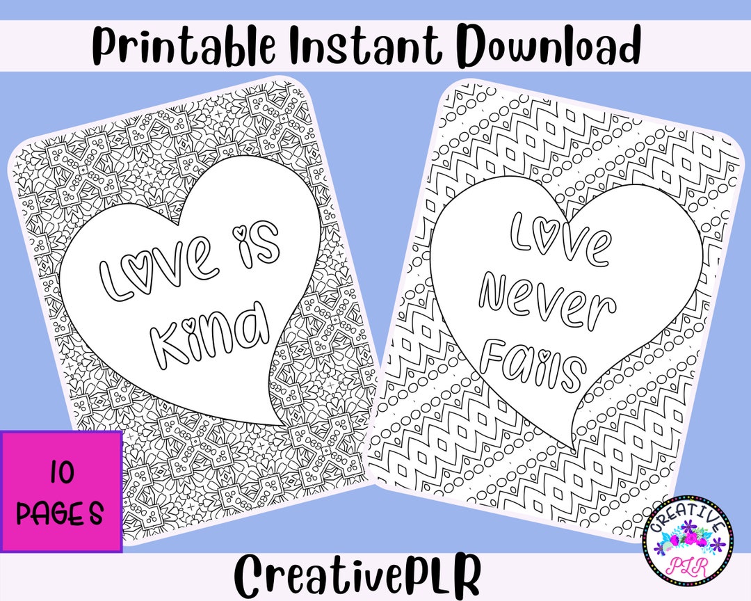 Love Quotes Coloring Pages | 10 Printable Coloring Pages | Instant ...