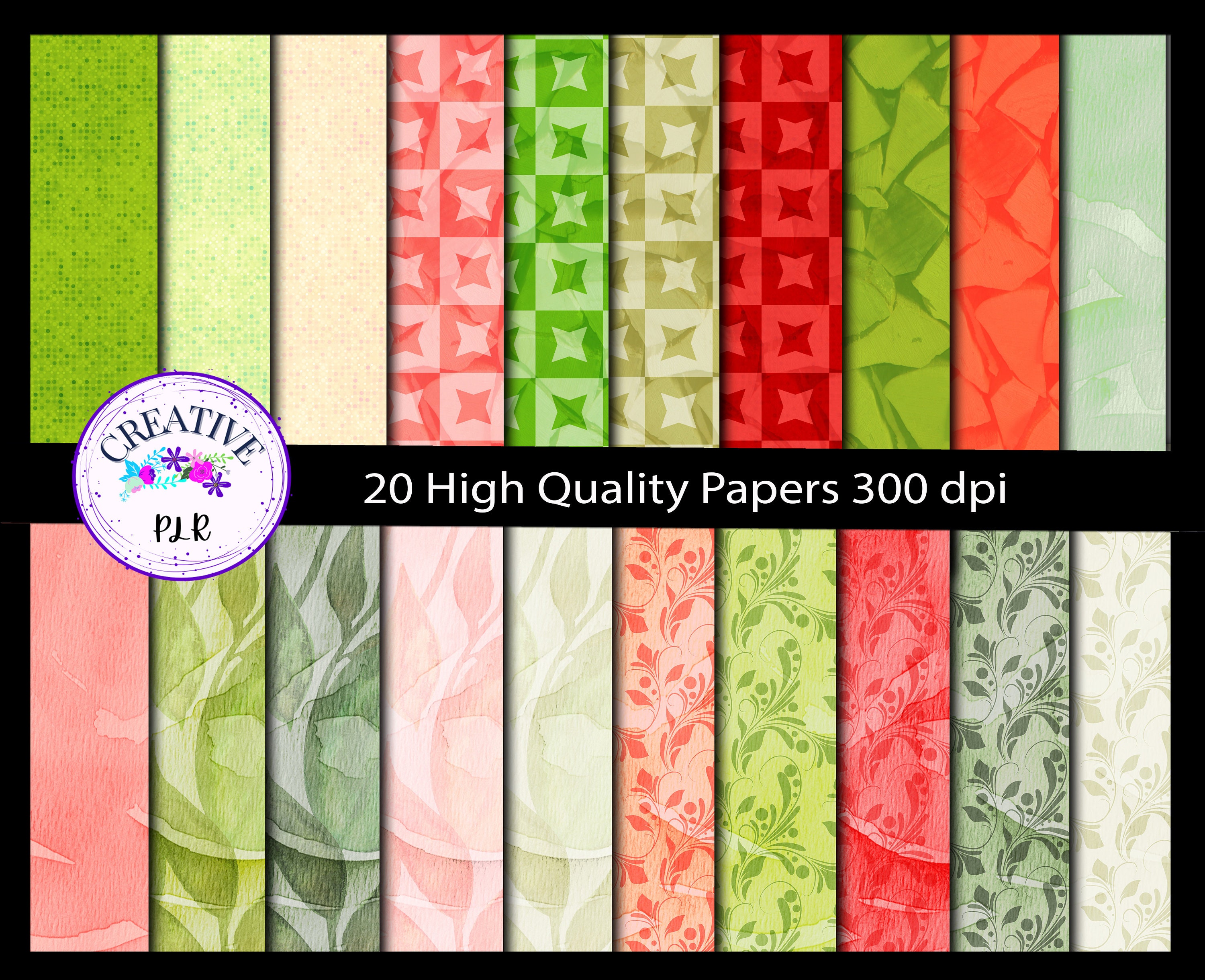 Margarita Time Colored Prints Digital Paper Pack |20 High Quality ...