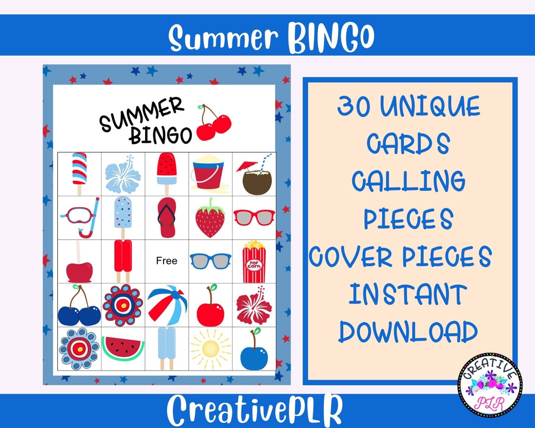 Summer Bingo Cards | 30 Picture Bingo Cards| - Etsy