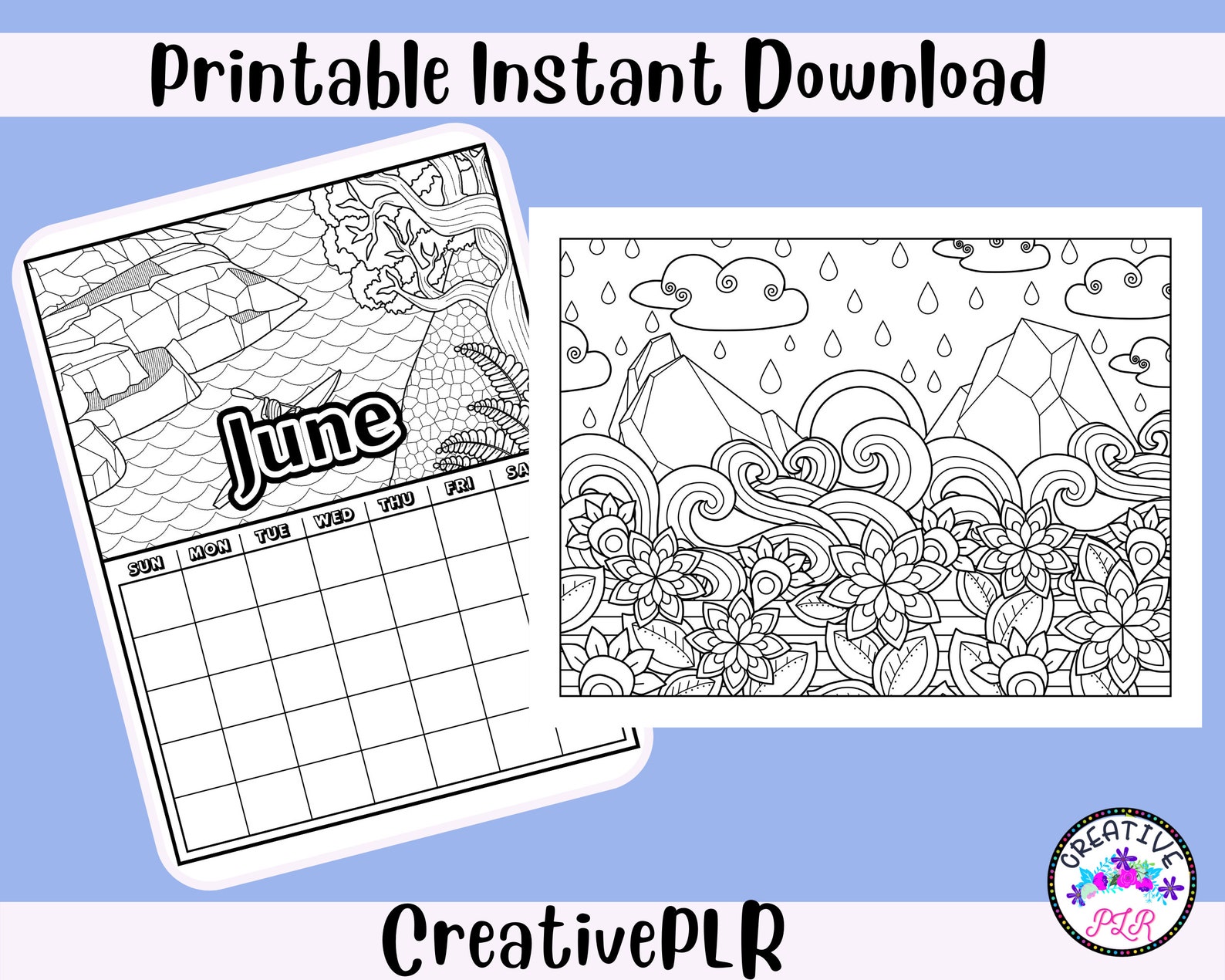 June Monthly Coloring Planner 10 Printable Coloring Pages - Etsy