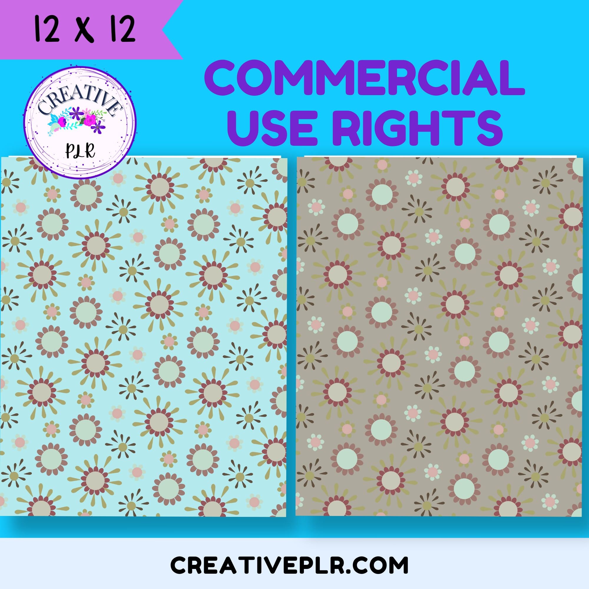 Wild Flowers Digital Papers Pack 20 High Quality Backgrounds Commercial ...