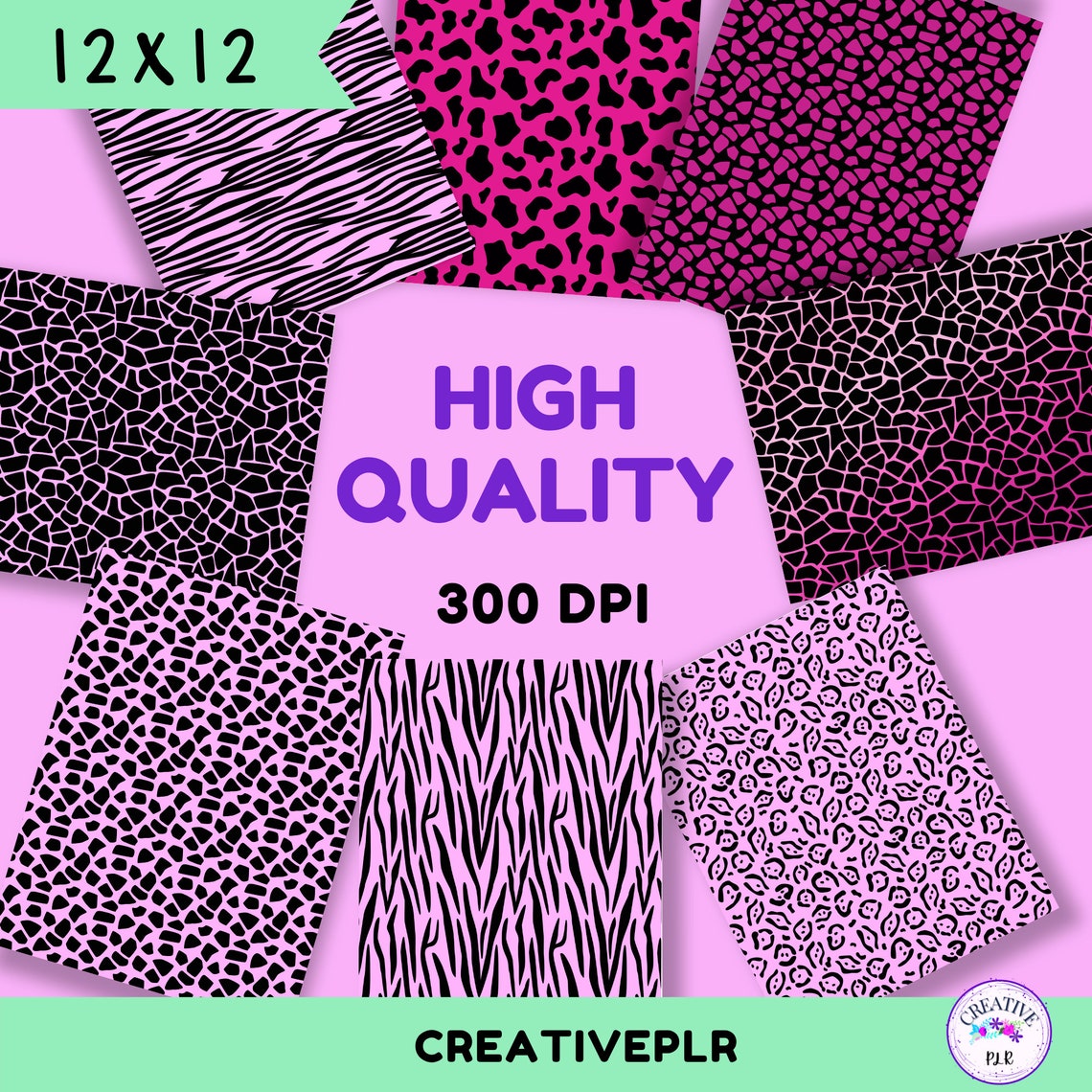 Pink Animal Prints Digital Paper Pack |20 High Quality Colorful ...