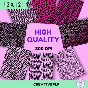 Pink Animal Prints Digital Paper Pack |20 High Quality Colorful ...