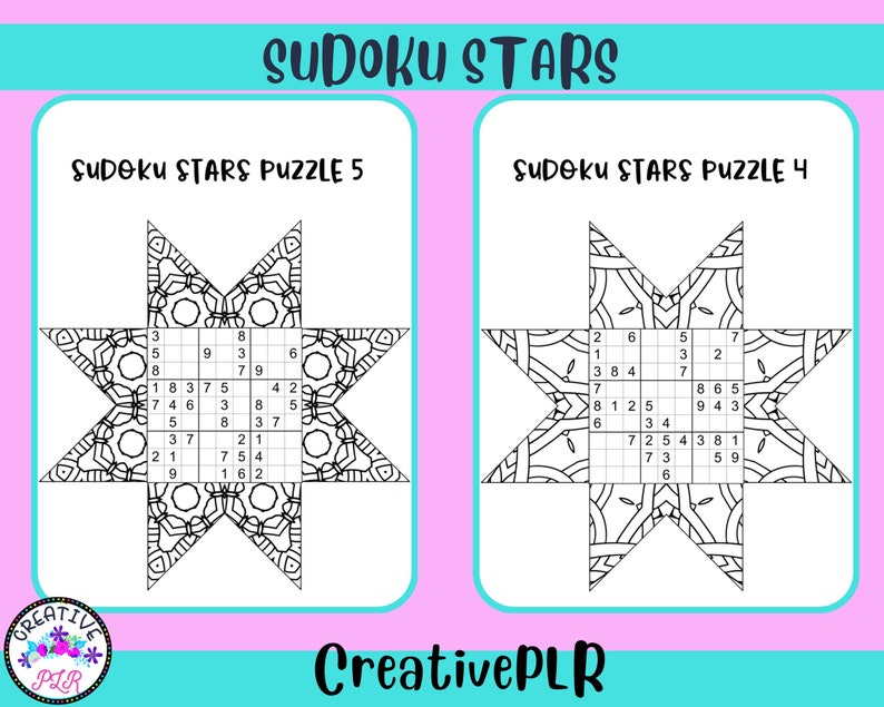 Sudoku Stars Puzzle and Coloring Pages 15 Puzzle Coloring Pages Instant ...