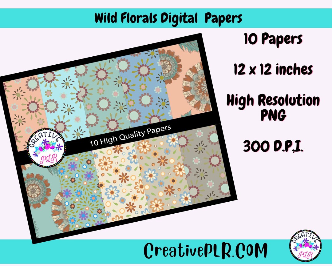 Wild Flowers Digital Papers Pack |20 High Quality Backgrounds ...