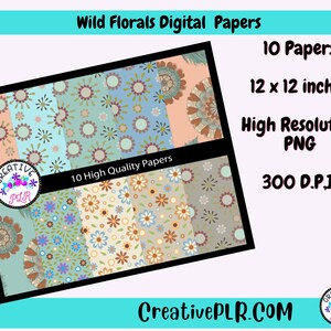 Wild Flowers Digital Papers Pack |20 High Quality Backgrounds ...