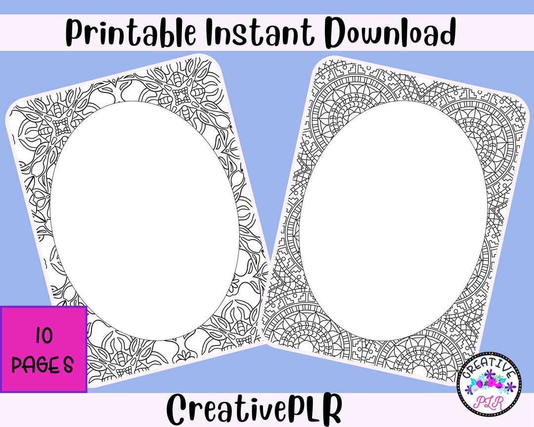 Oval Frame Coloring Pages | 10 Printable Coloring Pages | Instant ...
