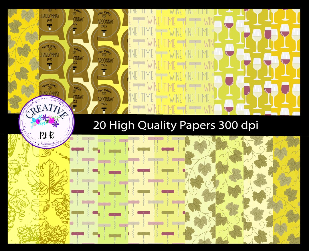 Wine Country White Wines Digital Paper Pack |20 High Quality ...