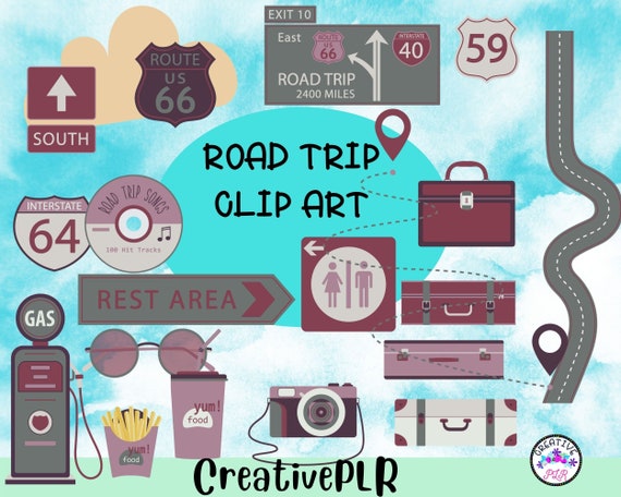Road Trip Clip Art Set Travel Stickers Set Travel | Etsy