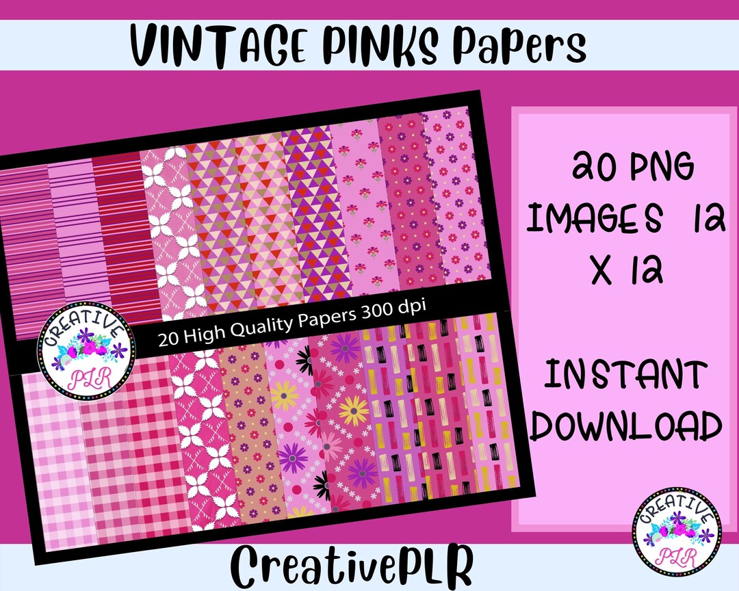 Vintage Pinks Digital Paper Pack |20 High Quality Backgrounds ...