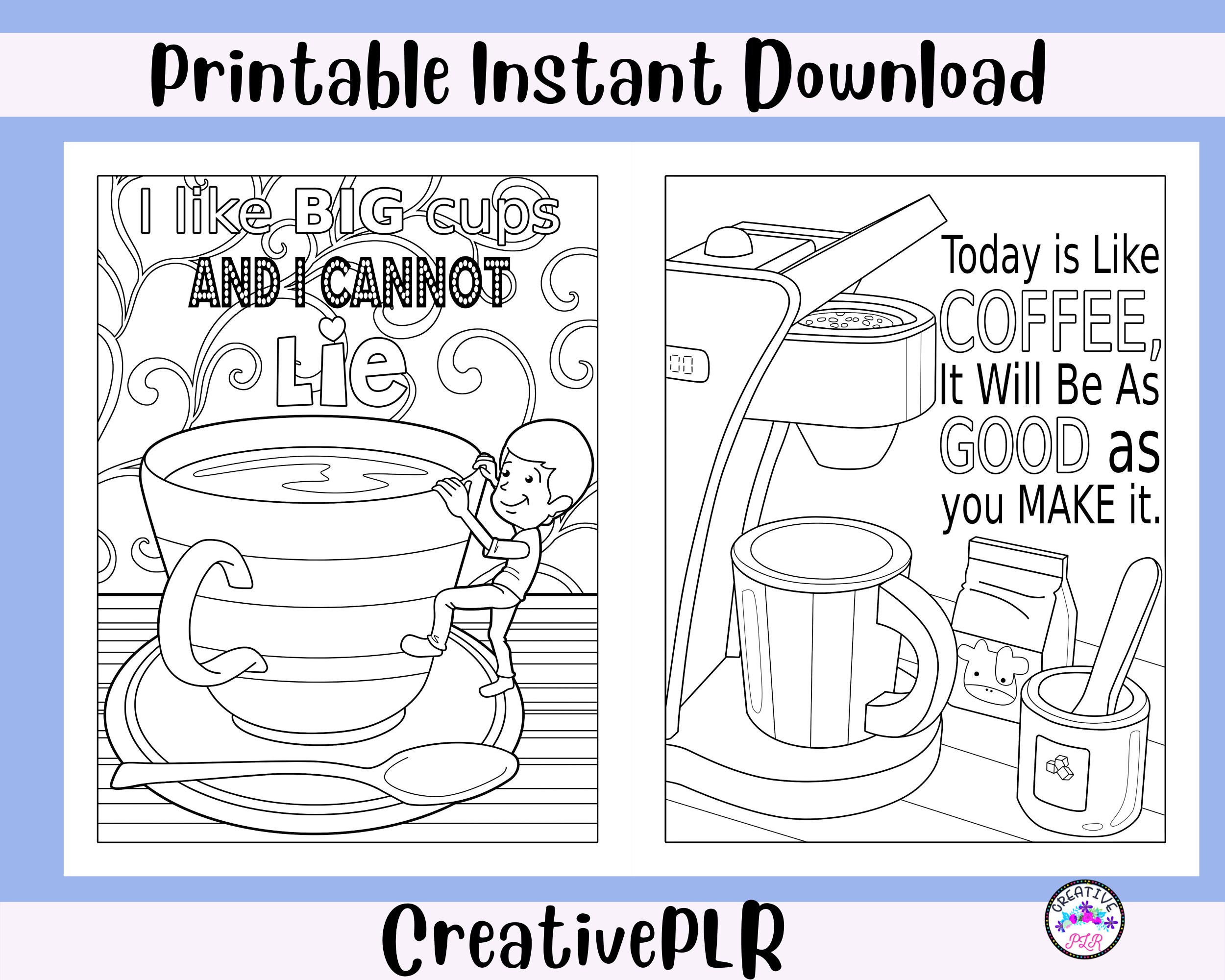 Morning Coffee Coloring Pages 10 Printable Coloring Pages Instant ...