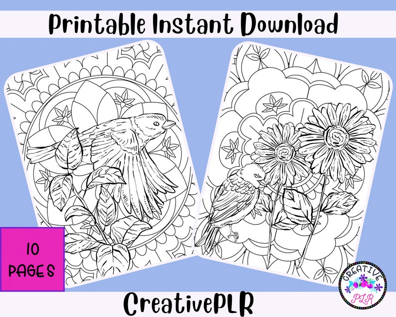 Bird Coloring Pages | 10 Printable Coloring Pages | Instant Download - Etsy