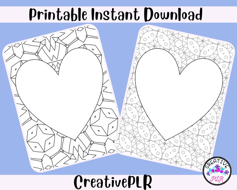 Heart Frame Coloring Pages | 10 Printable Coloring Pages | Instant ...