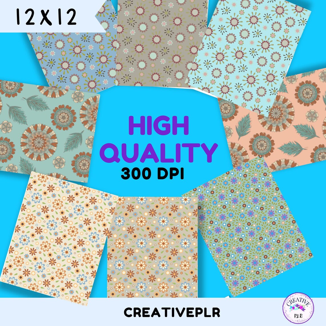 Wild Flowers Digital Papers Pack 20 High Quality Backgrounds Commercial ...
