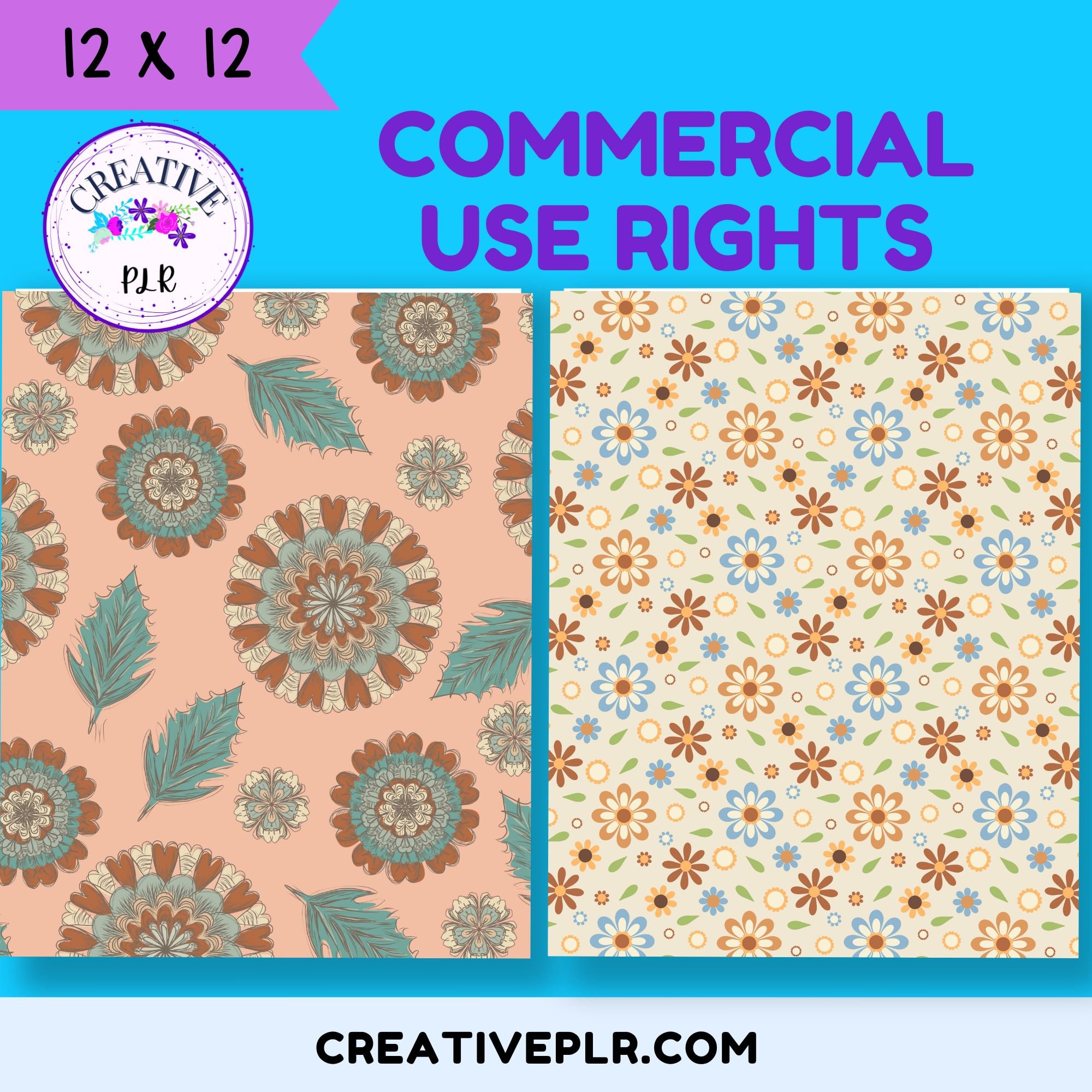 Wild Flowers Digital Papers Pack 20 High Quality Backgrounds Commercial ...