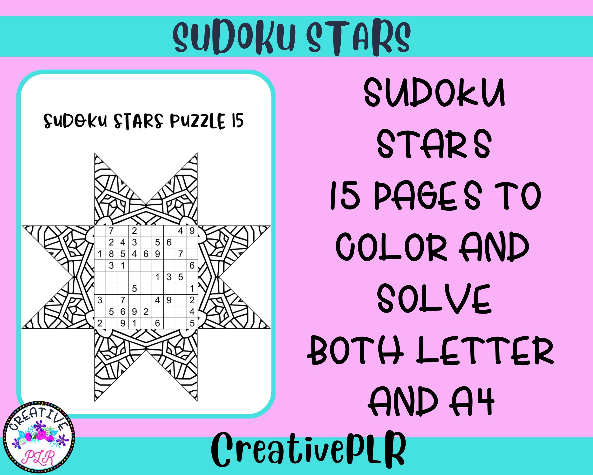 Sudoku Stars Puzzle and Coloring Pages 15 Puzzle Coloring Pages Instant ...