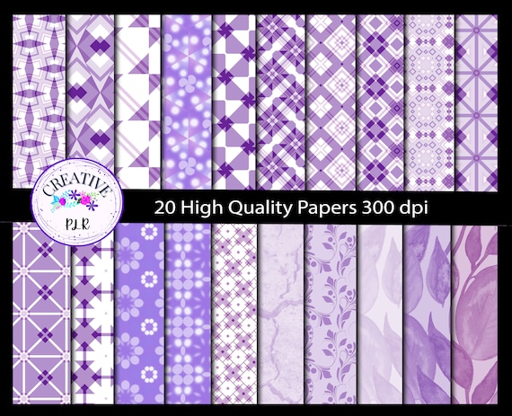 Lavender and White Digital Paper Pack 20 High Quality | Etsy