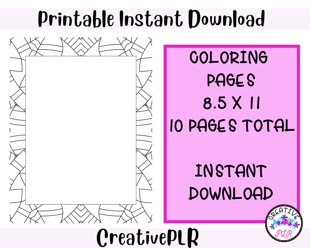 Rectangle Frame Coloring Pages | 10 Printable Coloring Pages | Instant ...