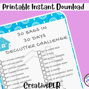 30 Bags in 30 Days Decluttering Challenge One Sheet |printable Decluttering Checklist | Instant ...